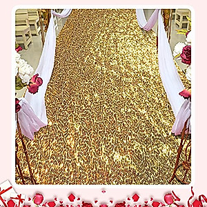 Sequin Aisle Runner for Weddings Glitter Wedding Rug Floor Hallway Carpet Runner Shiny Outdoor Aisle Runner Decor for Wedding Ceremony Halloween Christmas Thanksgiving Party(Gold,4 x 15 Feet)