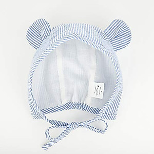 JELLYTREE Baby Hat Bonnet Muslin Lined Soft Cotton Toddler Boys Fashion Natural Cap Baby Bear Infant Beanies, Beige+Green_S