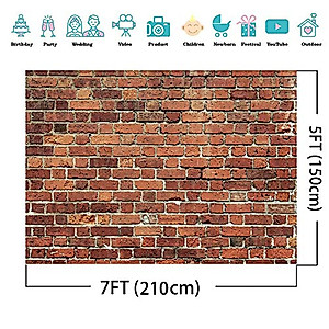 AIIKES 7x5FT Red Brick Wall Backdrop Brick Photography Backdrop Baby Birthday Party Graduation Home Decoration Background Photo Booth Studio Prop Banner 11-506