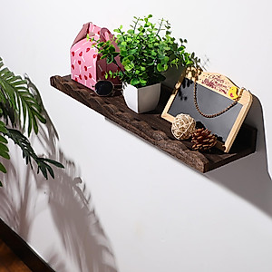 Suzile Wall Floating Shelves Set of 2 Scalloped Shelves for Room, Bathroom, Bedroom, Cute Room Decor Aesthetic and Books, Toys, Photo Frames Storage(23",Carbonized Brown)