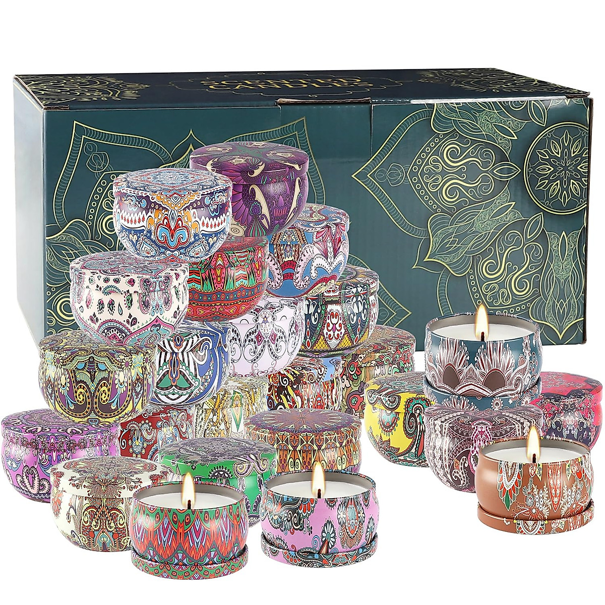 Scented Candles Gift Set, 2.5 oz Soy Wax Aromatherapy Candle for Home, Romantic Candles Gift for Mother Day Christmas Valentines Birthday (24 Pack)