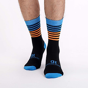 VWU Mens Womens Sports Socks Athletic Socks for Running Cycling Basketball Hiking, Stripes B Crew
