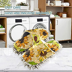 Sunflower Floral Mop Slippers Shoes Cover for Floor Cleaning Washable Dirty Hair Dust Cleaners Microfiber Mop Socks for Kitchen Office House