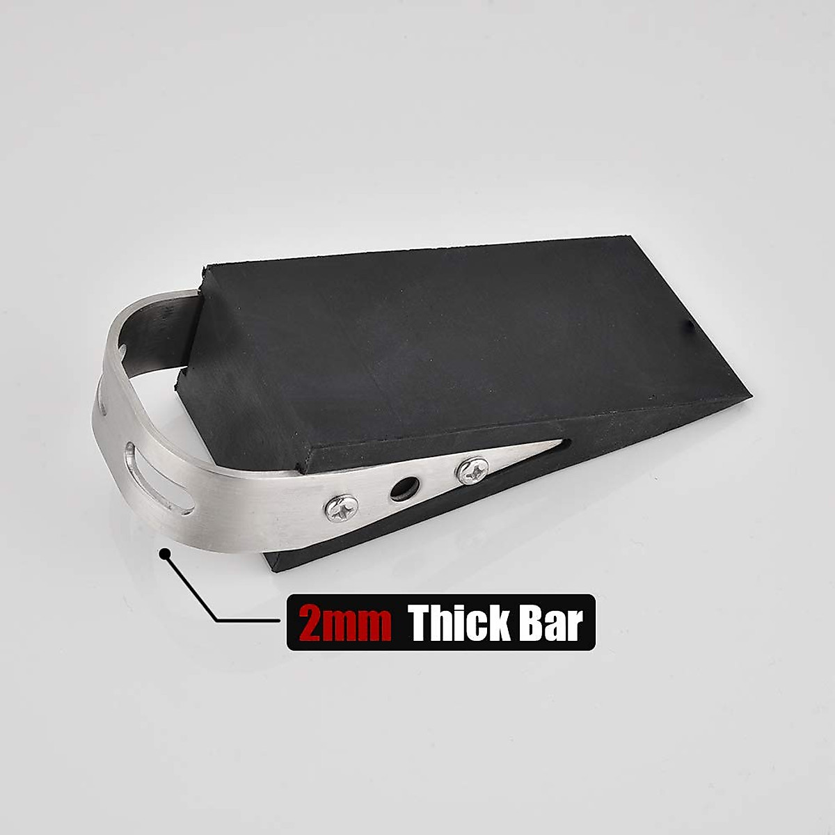 JQK Heavy Duty Door Stopper Rubber Wedge, 304 Stainless Steel Security Door Stops Works On All Floor Types, Brushed(4 Pack), DSB6-BN-P4