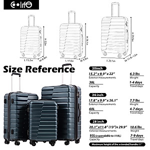 Coolife Luggage Suitcase Carry on Hardside PC+ABS Spinner TSA Lock Telescopic Handle