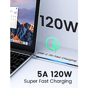 PDTXCLS Renkchip Thunderbolt 4 Cable, 3.28FT, Supports 8K Display/40Gbps Data Transfer and 120W Power Charging,for MacBook, iPad Pro and Other Type-C Devices