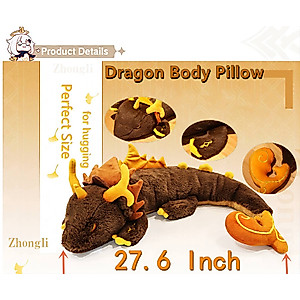 BOOTANO Set Plushie Genshin Impact Zhong Li Dragon 27.6 Inch Hugging Pillow and Cute Kawaii Zhongli Keychain Soft Stuffed Animal for Fans Kids Birthday Gifts