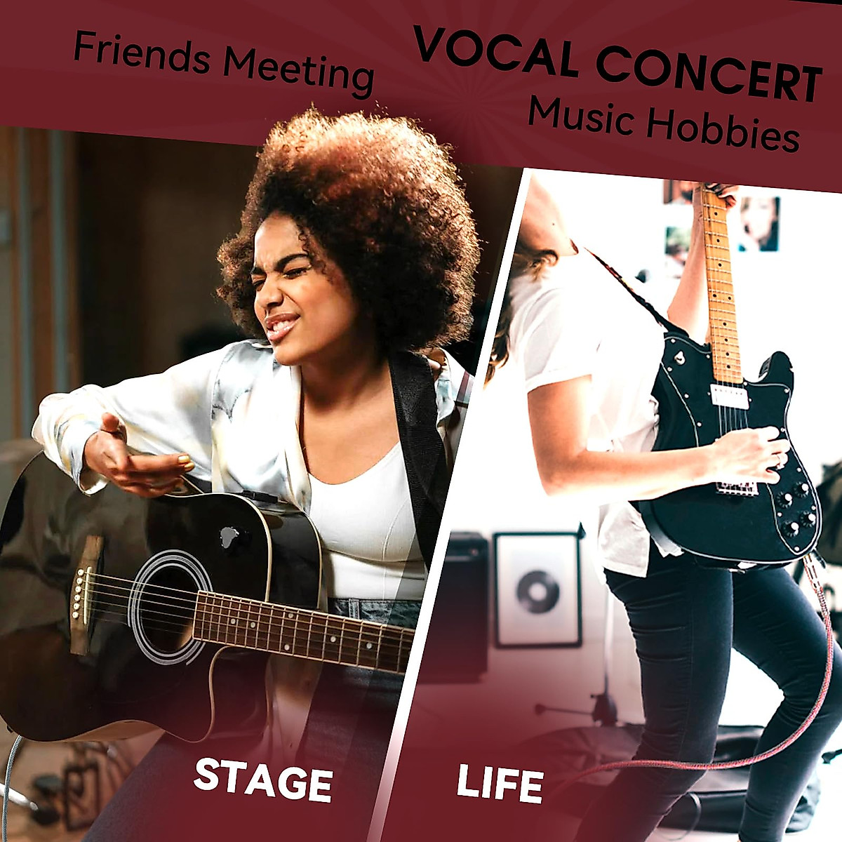 OTraki 3FT Guitar Cables 2 Pack Electric Guitar Chord 1/4 Inch Straight to Right Angle 6.35mm Gold Plated TS Plug Nylon Connect Guitar Instrument Cable for Guitar Bass Drum Audio Device 1M