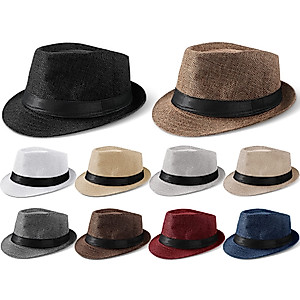 Tarpop 10 Pcs Hats for Men Women with Brim Unisex Newsies Hat Gangster Cap 1920s Party Accessories (Mixed Colors, Simple Style)