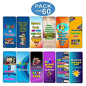 Creanoso Fantastic Reading Bookmarks for Kids (60-Pack) – Awesome Book Page Marker Clip Set – Premium Gift for Boys & Girls, Children – Rewards Incentives – Card Stock – Teacher Rewards