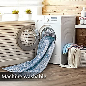 Fashionwu Washable Rug 8x10 Persian Area Rug Medallion Non-Slip Floor Mat Soft and Velvet Large Floor Cover for Bedroom Living Room 8x10 Rug Aesthetic Carpet Non-Shedding Anti-Slip Large Mat, Teal