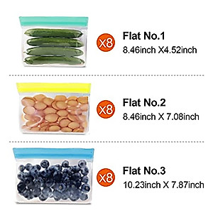 Dishwasher Safe Reusable Silicone Storage Ziplock Bags, Leakproof Reusable Gallon Freezer Bags, BPA FREE Food Storage Bags for Marinate Food, Fruits, Sandwich, Snack, Meal Prep, Travel Item (24)
