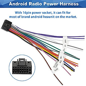 Android Car Stereo Radio Wiring Harness Kit with 16 Pin ISO Radio Harness Adapter Back Camera RCA Wire GPS Antenna Connector 4/6 Pin USB Cable