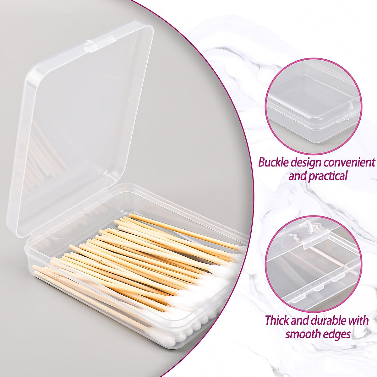 3 pieces Portable Travel Cotton Pad Holder,Bathroom Vanity Countertop Storage Organizer,Cotton Ball Holder Dispenser,Cosmetic Sponge Storage Box for Cotton Rounds, Swabs, Floss(3 x Transparent)