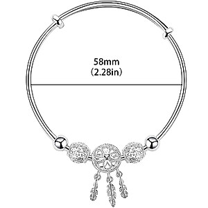 yijan Dreamcatcher Bracelet,S925 Sterling Silver Fashion Elegant Dream Catcher,Adjustable Tassel Feather Charm Bracelet Bangle,Fashion Elegant Jewelry Accessories for Women/Mum/Wife/Girlfriend