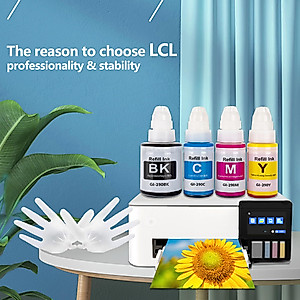 LCL Compatible Ink Bottle Replacement for Canon GI290 GI-290 G1200 G2200 G3200 G4200 G4210 (4-Pack Black Cyan Magenta Yellow)