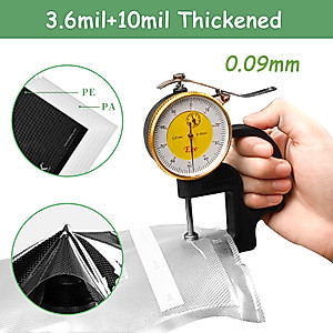 KVSK Black Clear Vacuum Seal Rolls Bags - 11" x 16.4 ' 3 Pack, 3.6mil+10mil Thickened Commercial Grade Roll For Food Storage, BPA Free & Prevent Freezer Burns