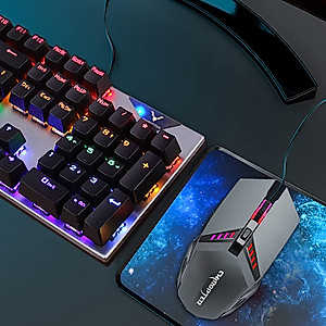 CHIROPTER Mechanical Keyboard and Mouse Combo, Wired RGB LED Backlit Mechanical Gaming Keyboard with Blue Switch, Gaming Mouse for Windows PC Gamers