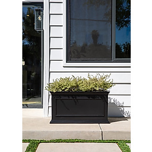Veradek Brixton Series Large Plastic Planter - Black, Outdoor Patio/Balcony, All-Weather Resistant, Dimensions: 17.5"H x 16"W x 32"L, Classic Estate Design for Flowers, Trees, Shrubs