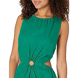 The Drop Women's Sade Linen Cut Out Midi, Ultramarine Green, S