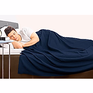 Utopia Bedding 100% Cotton Blanket (Queen Size - 90x90 Inches) 350GSM Lightweight Thermal Blanket, Soft Breathable Blanket for All Seasons (Navy)