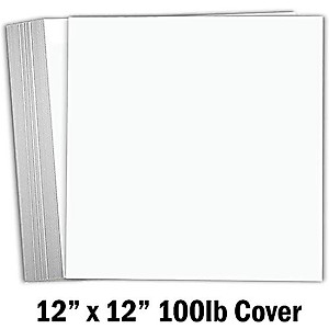 Hamilco White Cardstock Scrapbook Paper 12x12 Heavy Weight 100 lb Cover Card stock – 25 Pack