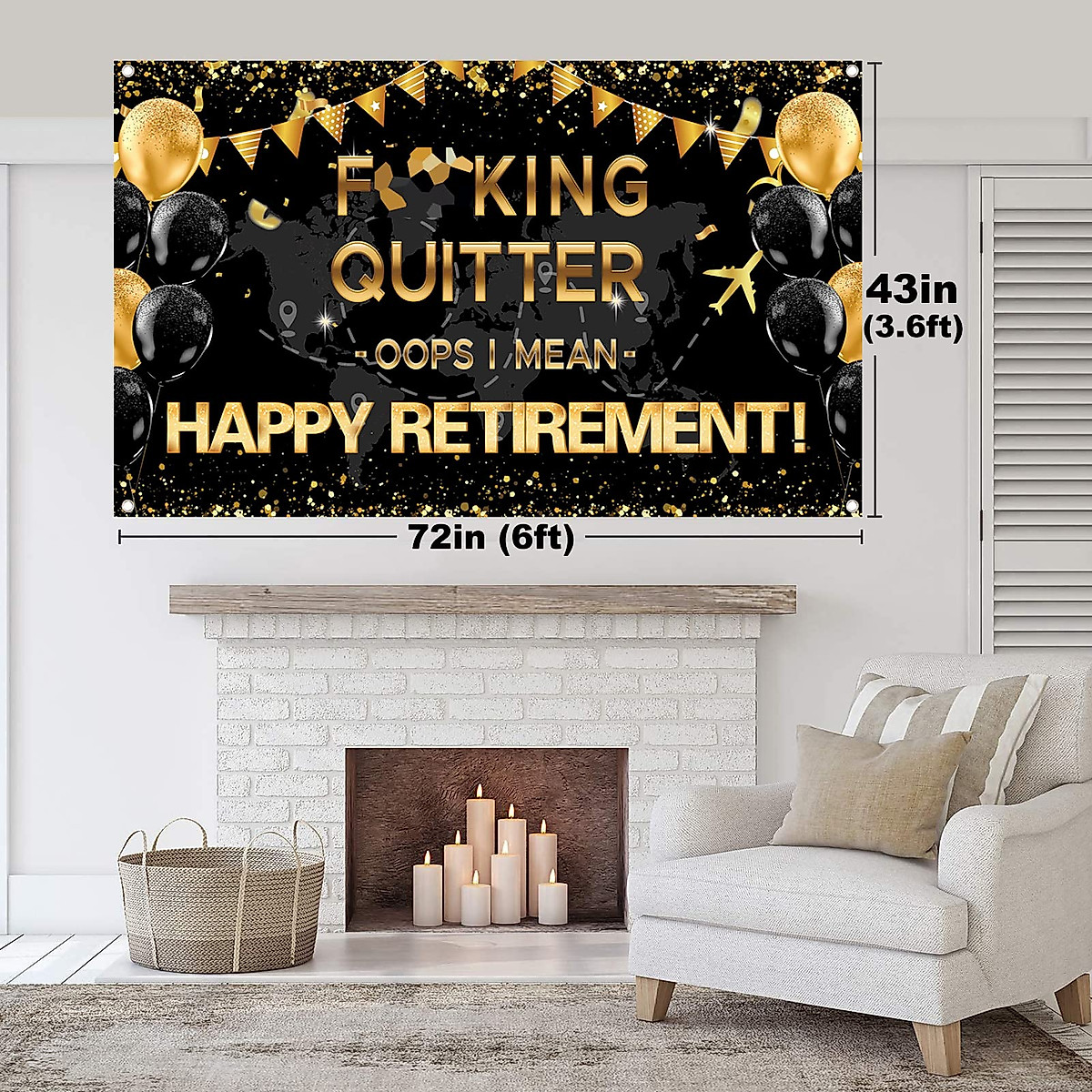 Retirement Party Decorations Happy Retirement Banner Backdrop Black and Gold Retirement Decorations for Men and Women Happy Retirement Sign