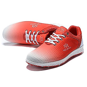 NGARY Women's Golf Shoes Spikeless Breathable Waterproof Golf Trainers Golf Studless Sneakers Plus Size,Red,7.5