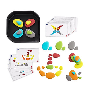 Rainbow Pebbles FunPlay Activity Set - 36 Sorting and Stacking Toys + 50 Activities + Messy Tray p- - Homeschool Kit for Kids