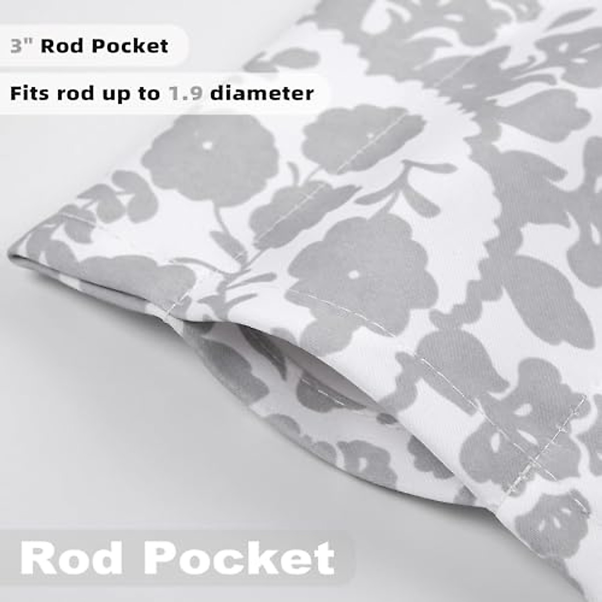 DriftAway Damask Curtains Valances for Windows Farmhouse Style Floral Medallion Patterned Samantha Kitchen Bedroom Livingroom Valance Curtain Single 52 Inch by 18 Inch Plus 2 Inch Header Gray