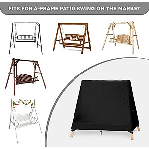 HEPOVER Outdoor Swing Cover A-Frame 420D Waterproof Patio Porch Swing Covers 72x67x55 UV Resistant Weather Protector Patio Furniture Cover for Garden Porch Hammock Swings