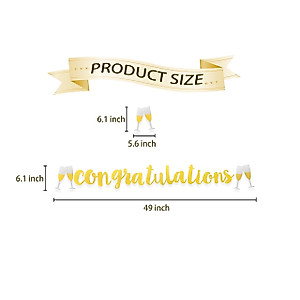 Congratulations Banner|Wedding|Anniversary|Graduation|Retirement Party Decorations Supplies Shimmering Gold Letters Banner Cheers