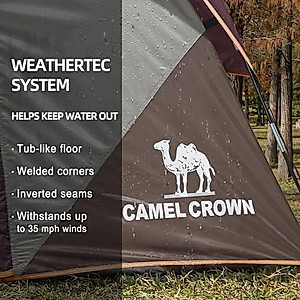 CAMEL CROWN Tents for Camping 4 Person Tent Waterproof Easy Setup Backpacking Tents with Floor Mats 3/4/5 Person Family Tent for Outdoor Hiking