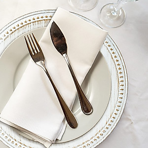 Kazozobi 13" Vintage Charger Plates, Beaded Chargers for Dinner Plates Set of 6, Charger Plates Bulk Wedding, White