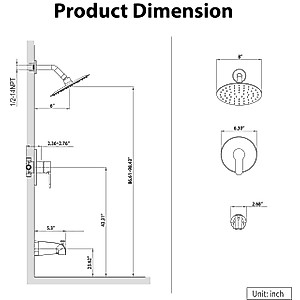 Esnbia Tub Shower Kit（Shower Valve Include), Black Shower Faucet Set with 8-Inch Rain Shower Head and Handle, Bathtub Shower Faucet Set, Single-Handle Tub and Shower Hardware Set, Matte Black