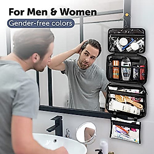 AvaJex Hanging Travel Toiletry Bag for Men & Women - Toiletry Organizer Medium Capacity - Portable Waterproof Hygiene Bag with Detachable Pouches & 5 Compartments for Toiletries Makeup Cosmetics