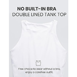 CRZ YOGA Womens Butterluxe Double Lined Cropped Tank Tops High Neck Racerback Tanks Sleeveless Casual Workout Crop Top White Medium