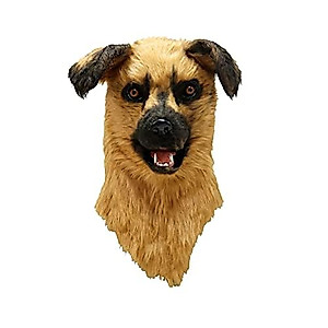 Xerial Realistic Furry Animal Mask With LED, Moving Jaw and Glowing Head - Shepherd Dog Costume for Halloween Party