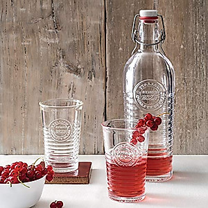 Bormioli Rocco Officina Water Bottle | 37.25 oz, Italian Glass Pitcher | Airtight Seal & Metal Clamp | Easy To Carry Handle, Dishwasher Safe & Eco-Friendly | Safe For Infused & Carbonated Drinks