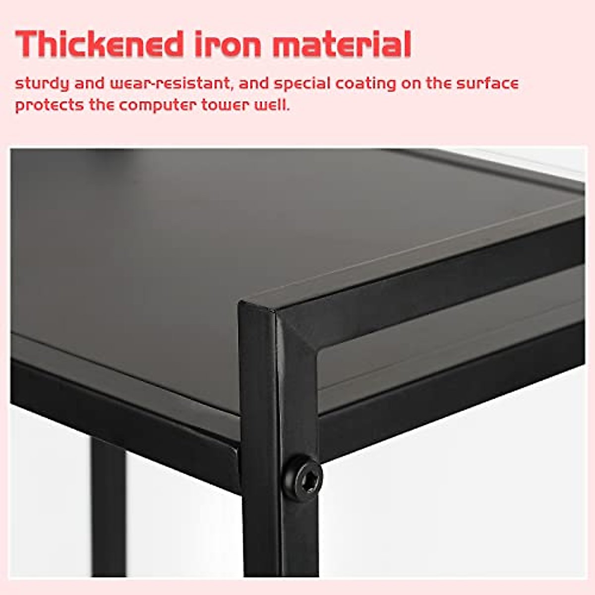 Liitrton Computer Tower Stand, 2-Tier CPU Stand PC Stand with Lockable Wheels Under Desk for Office Home (L)