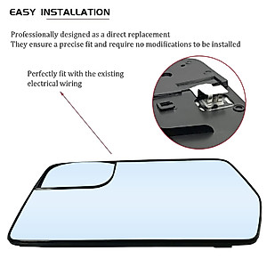 Driver Left Side Heated Mirror Replacement for 2011 2012 2013 2014 Ford F150 Blind Spot Mirror Glass - Side View Heated Convex Mirror Glass with Rear Holder BL3Z-17K707-E