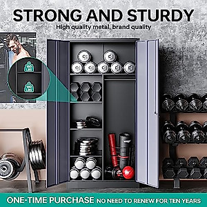 SISESOL Metal Storage Cabinets Locker with Locker Shelf, 72" Armoire Wardrobe Closet with Hanging Rod Storage Locker, Wardrobe Cabinet for Bathroom Storage Cabinet with Doors Lockers for Employees