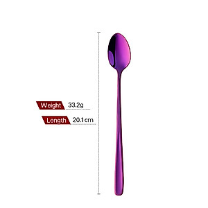 Buyer Star Long Handle Iced Tea Spoons Set of 6, 8 inch 18/10 Coffee Spoon Sets for Mixing, Cocktail Stirring, Tea, Coffee, Milkshake, Cold Drink