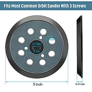 Mudder 5 Inch 8 Hole Sander Hook and Loop Replacement Sanding Pad Round Replacement Sander Pad Compatible with Makita BO5031K, BO5041K, BO5010, BO5030K (Blue)