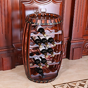 Vintiquewise Large Wooden Barrel Shaped 23 Bottle Wine Rack