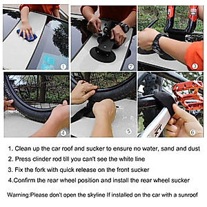 ROCKBROS Sucker Bike Rack for Car Roof Suction Cup Bicycle Carrier Quick Release Aluminium Alloy Roof Rack for 2 Bikes