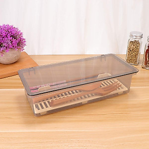 Gatuida Flatware Tray Kitchen Drawer Organizer With Lid And Drainer, Plastic Kitchen Cutlery Tray and Utensil Storage Container with Cover,- proof Dinnerware Holder