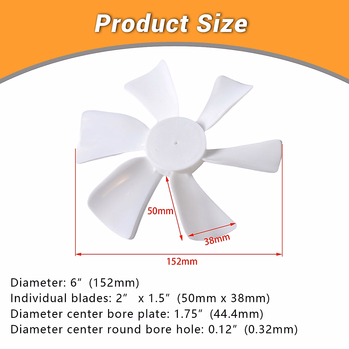 CPVNQMDG 6 inch RV Vent Fan Blade D-Bore Fits Replacement RV Bathroom Camper Vent Fan and Jensen roof Vents and Range Hoods or Any 12 Volt Motor with a 0.094-inch D-Shaped Shaft