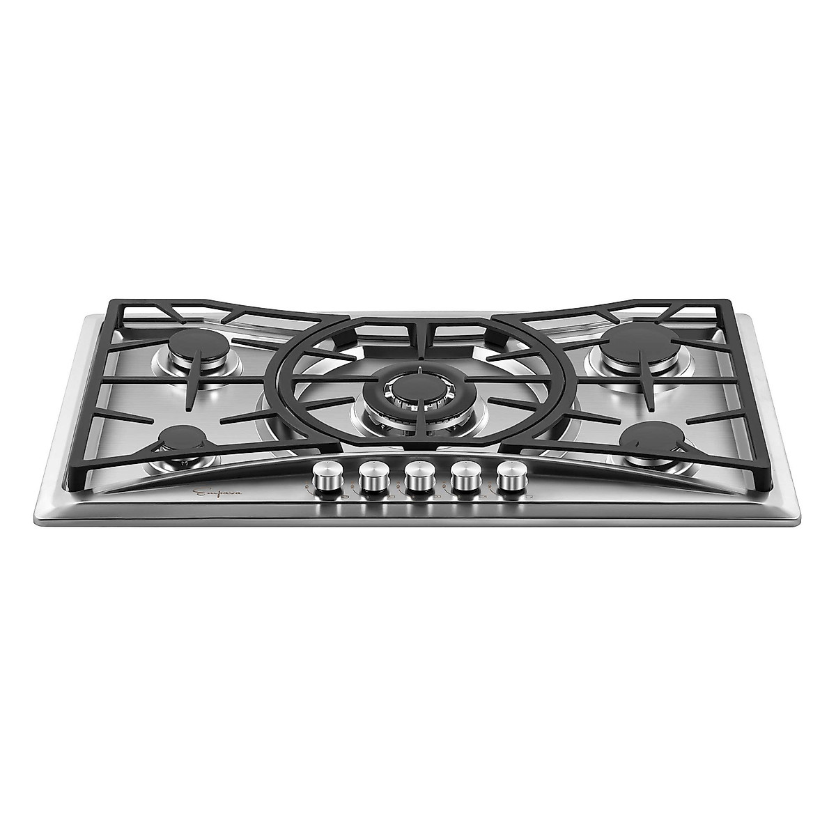 Empava 36 in. Gas Stove Cooktop with 5 Sealed Burners-Heavy Duty Continuous Grates-NG/LPG Convertible, 36 Inch, Stainless Steel