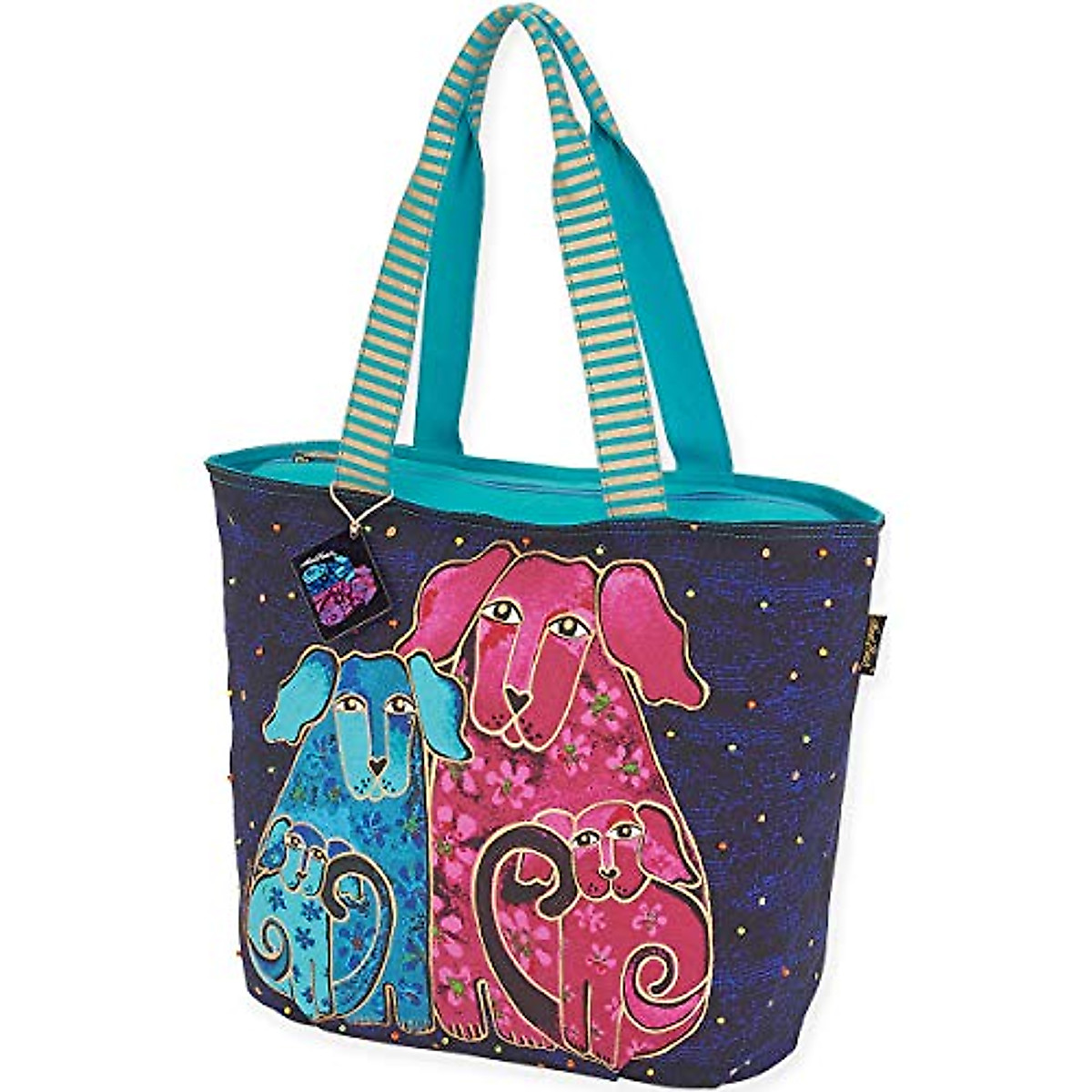 Laurel Burch LB5561 Shoulder Tote Blossoming Pups, 19" x 6" x 15"